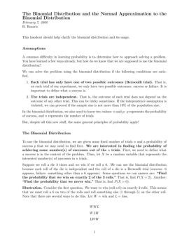 The Binomial Distribution and the Normal Approximation to ... - Guset User Flip PDF | AnyFlip