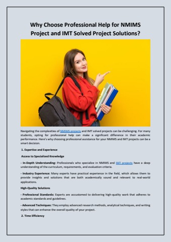 Why Choose Professional Help for NMIMS Project and IMT Solved Project ...