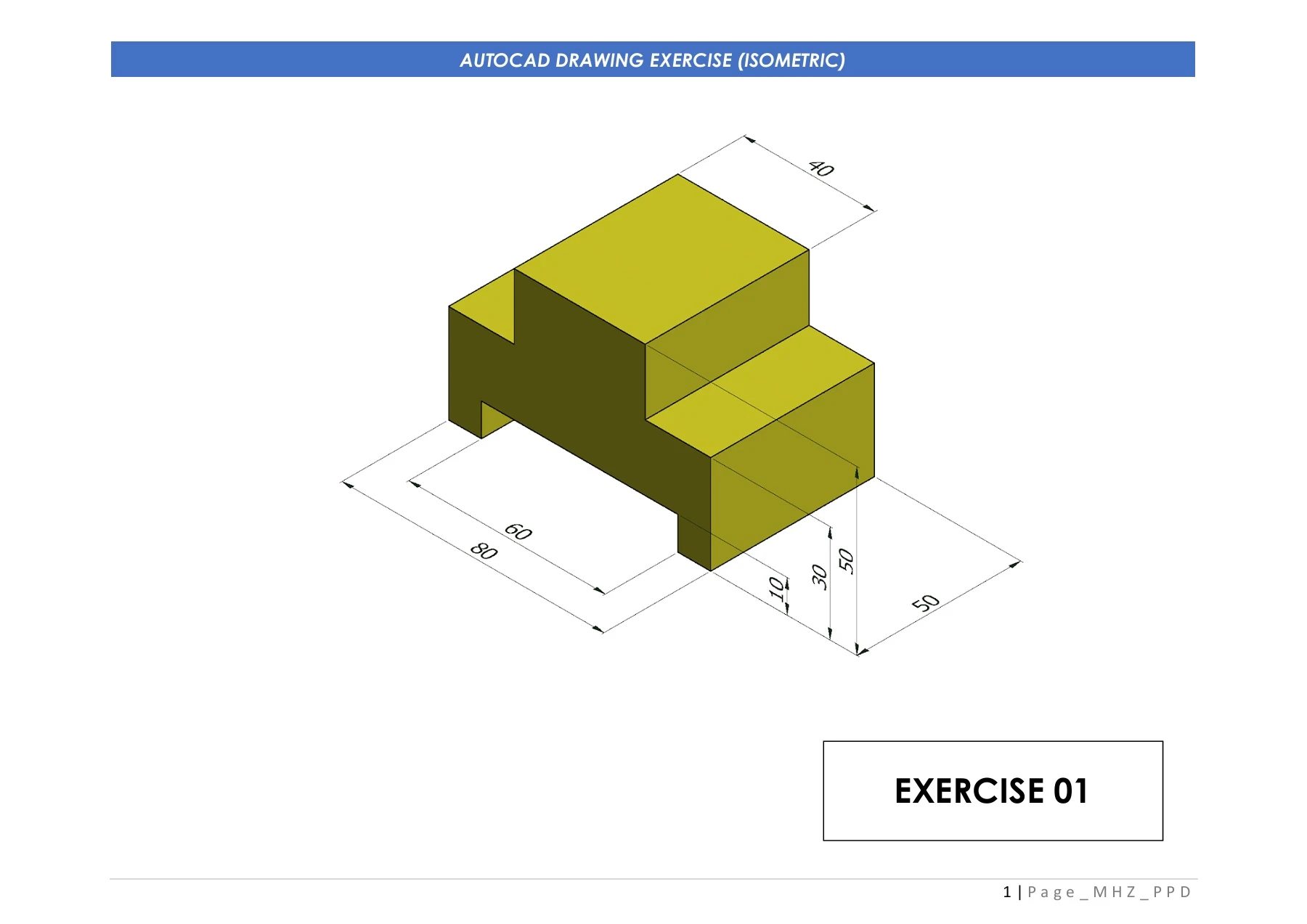AUTOCAD DRAWING EXERCISE (ISOMETRIC)