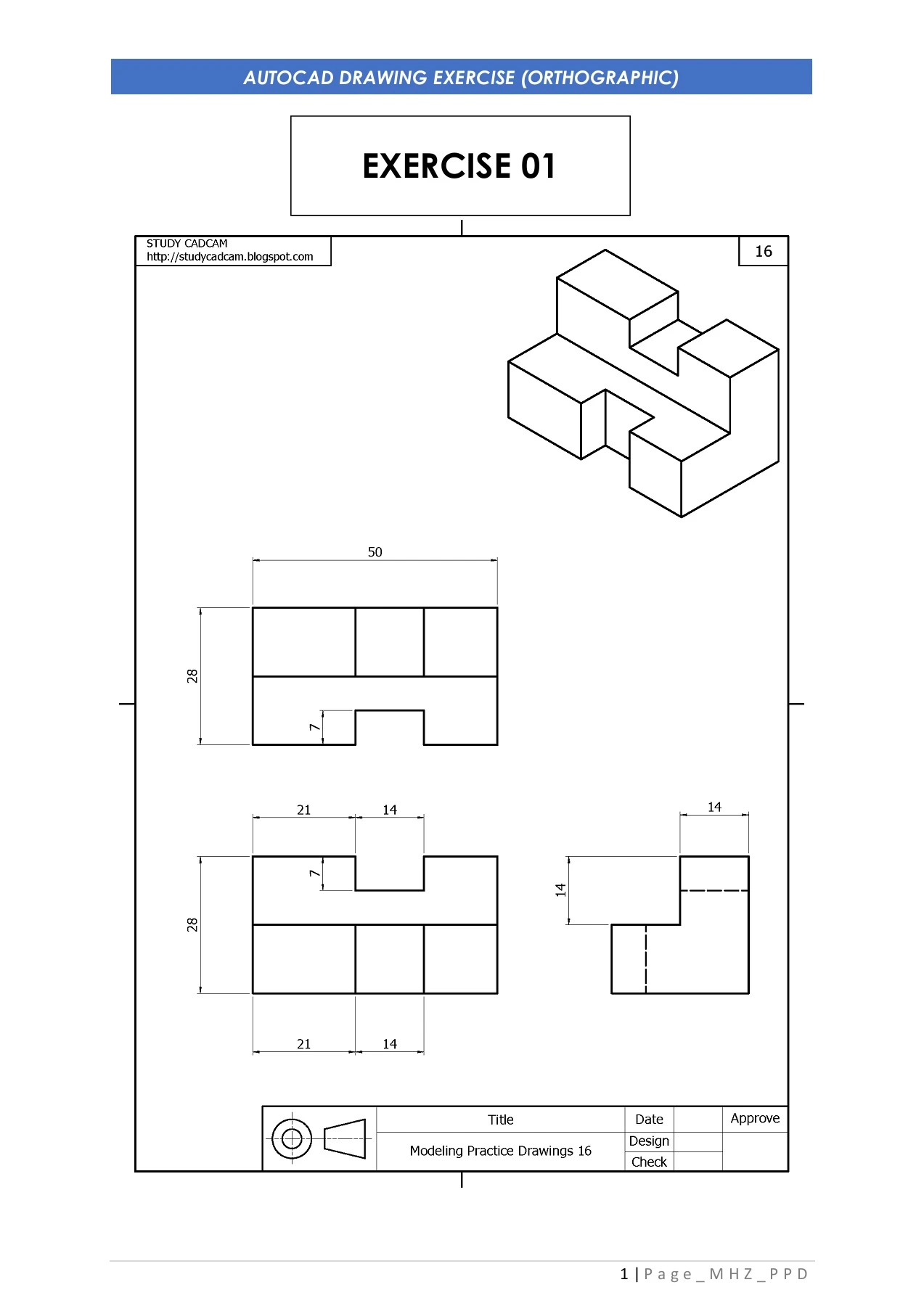 Orthographic To Isometric Drawing Exercises PDT Basic Isometric
