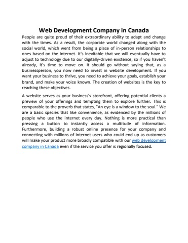 web development company in canada