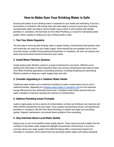 How to Make Sure Your Drinking Water is Safe