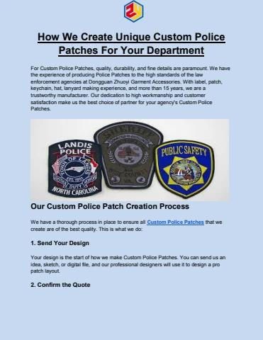 How We Create Unique Custom Police Patches For Your Department