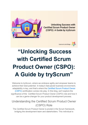 “Unlocking Success with Certified Scrum Product Owner (CSPO): A Guide ...