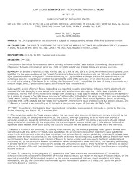 JOHN GEDDES LAWRENCE and TYRON GARNER, Petitioners v. TEXAS - Guset ...