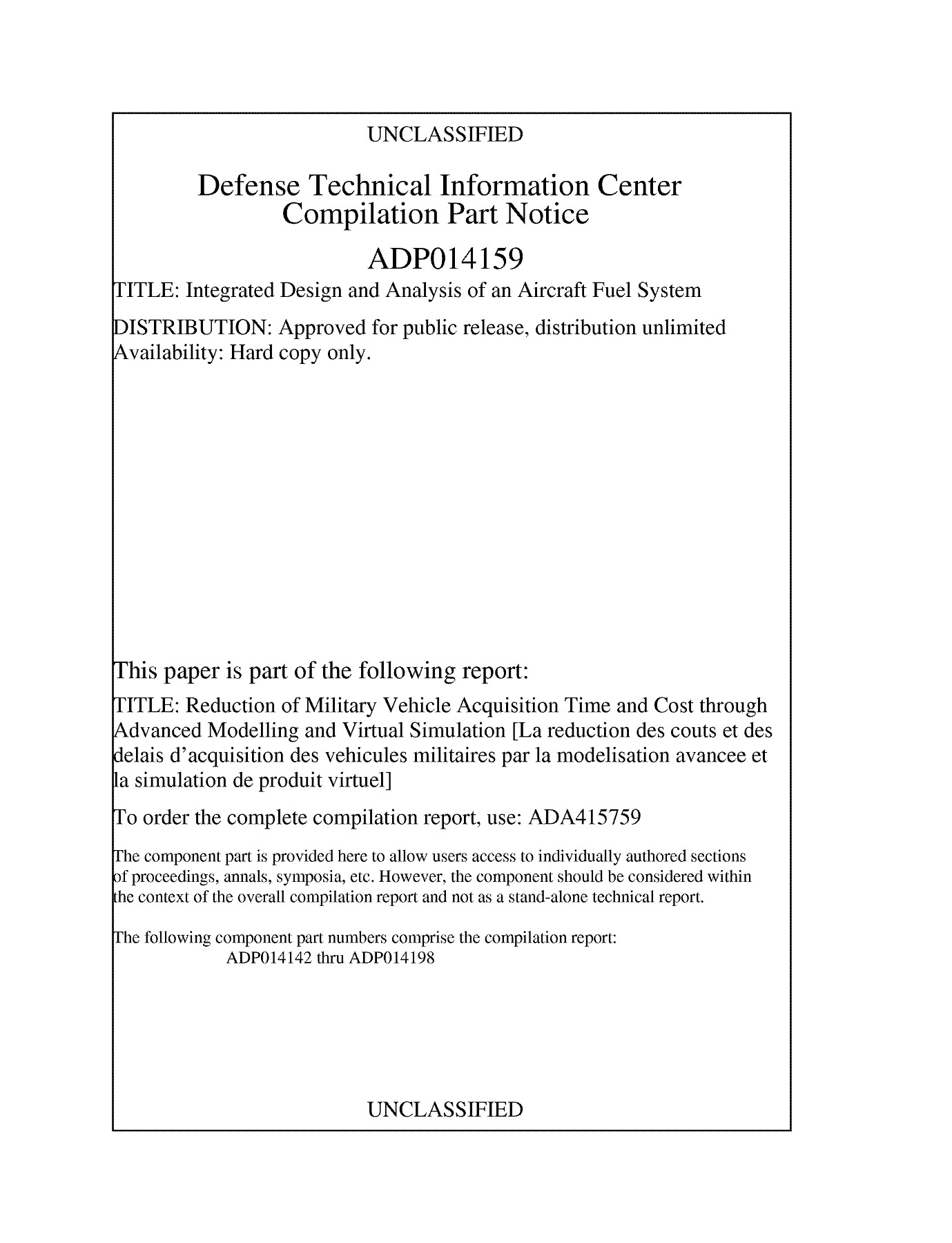 Defense Technical Information Center Defense Technical Information
