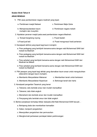 SOALAN SIRAH PENDIDIKAN ISLAM TAHUN 6 - nurnabilanajah Flip PDF | AnyFlip