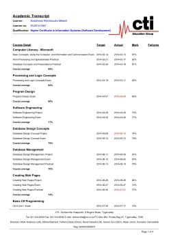 Academic Transcript for NS Malanti (Higher Certificate in Information ...