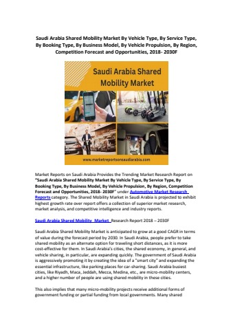 Saudi Arabia Shared Mobility Market, Forecast & Opportunities, 2018 ...