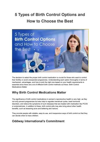 5 Types of Birth Control Options and How to Choose the Best