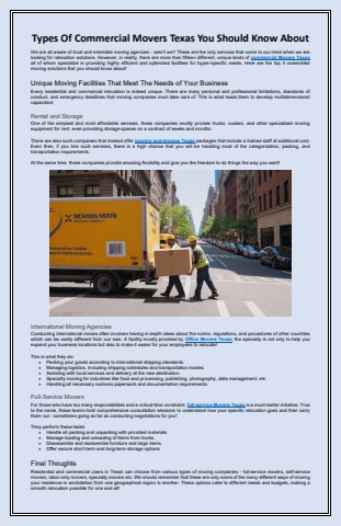 Types Of Commercial Movers Texas You Should Know About