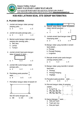 KISI-KISI LATIHAN SOAL STS GENAP MTK_121942 - kepegti.ptamataram Flip PDF | AnyFlip