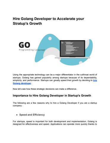 Hire Golang Developer to Accelerate your Stratup's Growth - TFT Marketing Flip PDF | AnyFlip