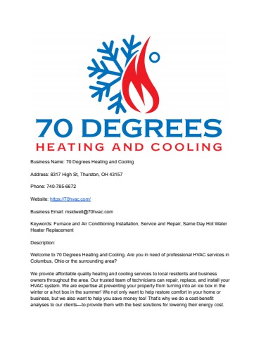 70 Degrees Heating and Cooling