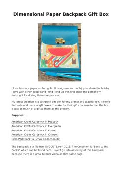 Dimensional Paper Backpack Gift Box - 12x12cardstock.shop.com Flip PDF ...