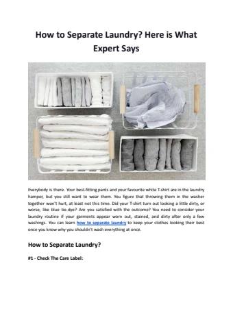 How to Separate Laundry - Here is What Expert Says - Hello Laundry