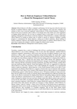 How to Motivate Employees’ Ethical Behavior -----Based On ...