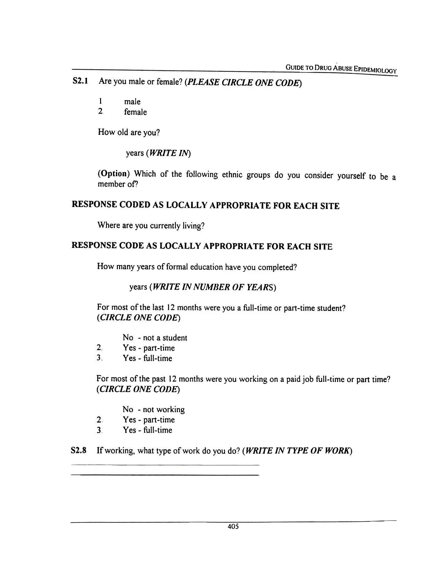 WHO MODEL CORE QUESTIONNAIRE SELF ADMINISTERED FORMAT ...