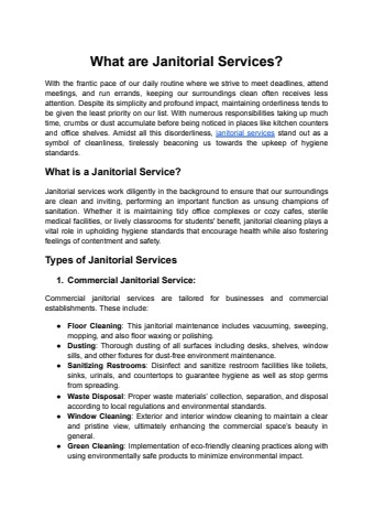 What are Janitorial Services - Rayan Shah Flip PDF | AnyFlip