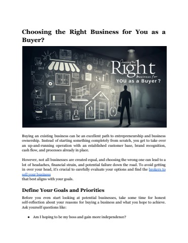 Choosing the Right Business for You as a Buyer - Rayan Shah Flip PDF ...