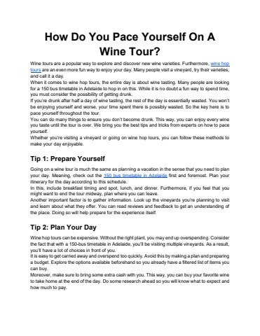 How Do You Pace Yourself On A Wine Tour - Rayan Shah Flip PDF | AnyFlip