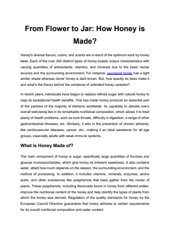 From Flower to Jar How Honey is Made - Rayan Shah Flip PDF | AnyFlip