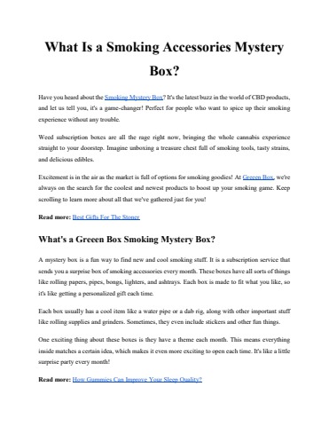 What Is a Smoking Accessories Mystery Box - Rayan Shah Flip PDF | AnyFlip