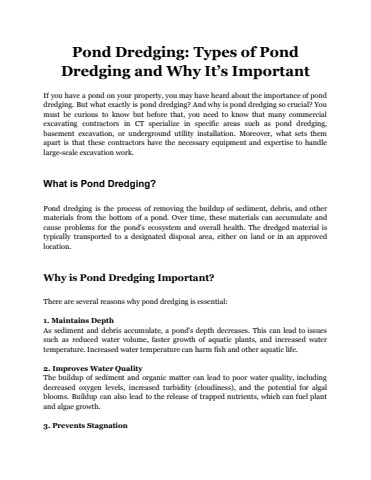 Pond Dredging_ Types of Pond Dredging and Why It’s Important - Rayan ...