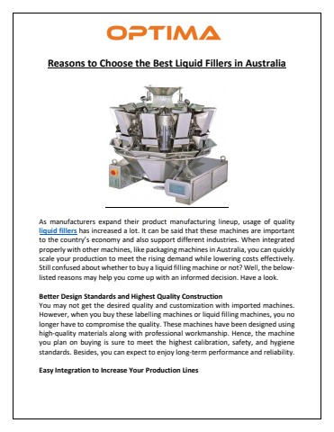 Reasons to Choose the Best Liquid Fillers in Australia - OPTIMA ...