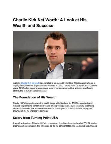 Charlie Kirk Net Worth: A Look at His Wealth and Success