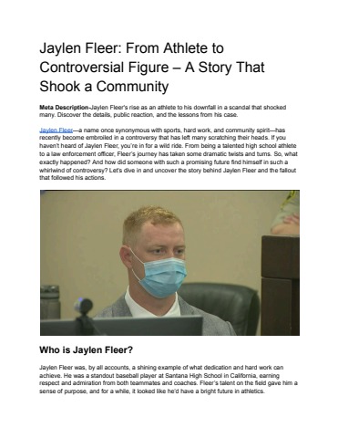 Jaylen Fleer: From Athlete to Controversial Figure – A Story That Shook ...