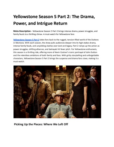 Yellowstone Season 5 Part 2 The Drama Power And Intrigue Return Yellowstone Season 5 Part 2 The Drama Power And Intrigue Return