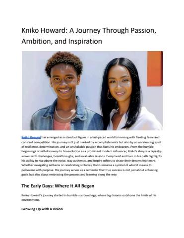 Kniko Howard_ A Journey Through Passion, Ambition, and Inspiration