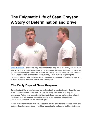 The Enigmatic Life of Sean Grayson_ A Story of Determination and Drive ...