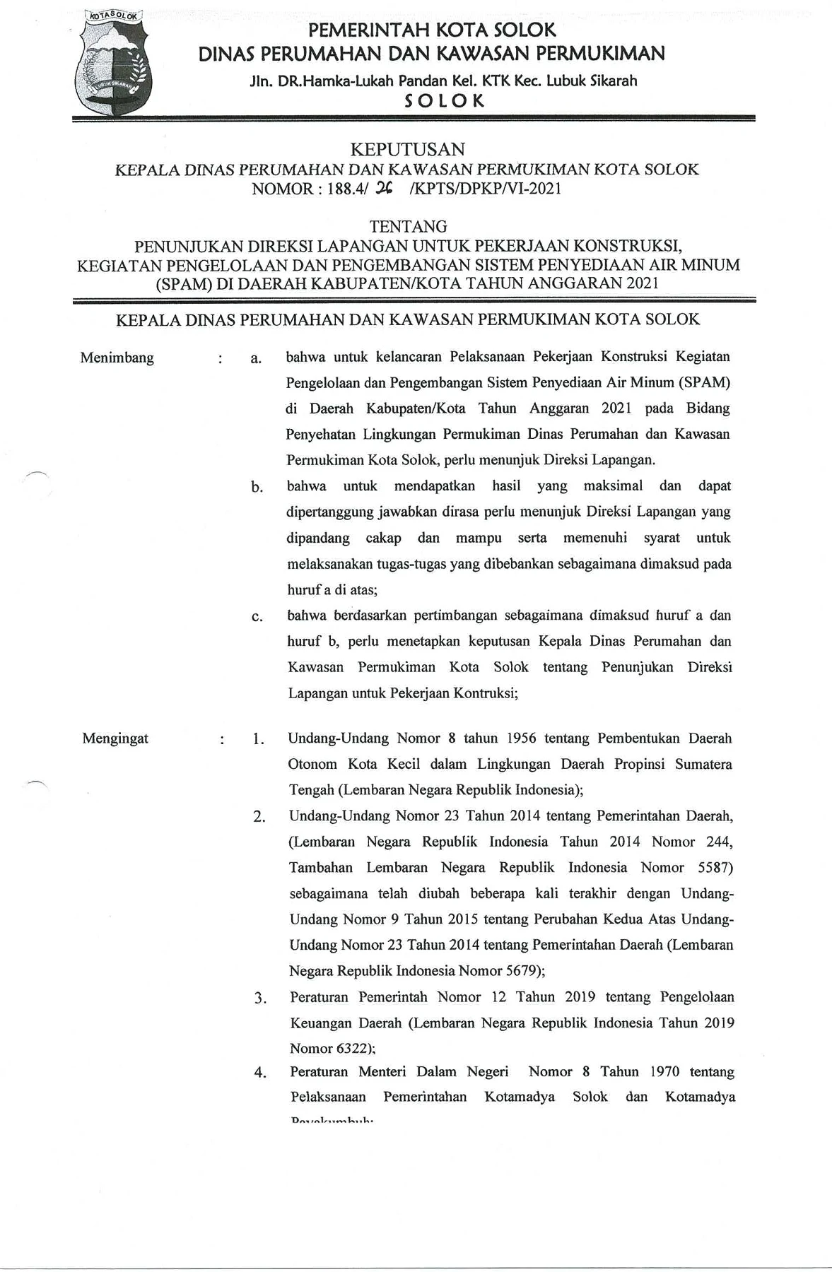 26. SK DIREKSI LAPANGAN PEKERJAAN KONTRUKSI