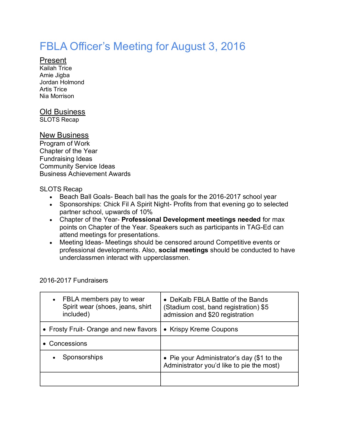 Fbla Fundraising Ideas