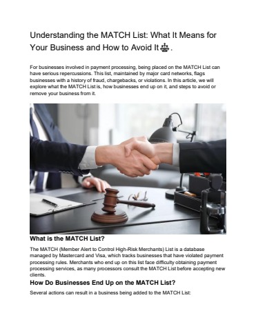Understanding the MATCH List What It Means for Your Business and How to ...