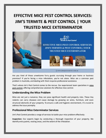 EFFECTIVE MICE PEST CONTROL SERVICES - jimspestcontrol Flip PDF | AnyFlip