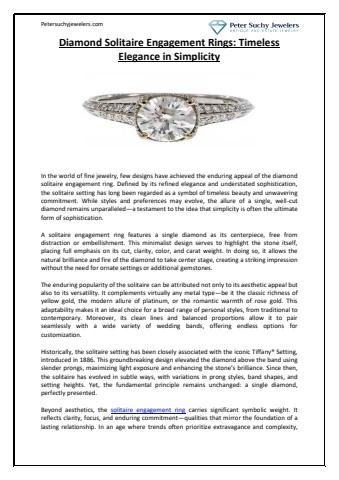 Diamond Solitaire Engagement Rings Timeless Elegance in Simplicity - Peter Suchy Jewelers Flip ...