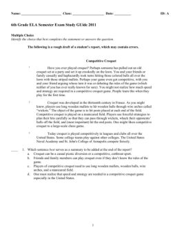ExamView - 6th grade ELA Final Exam Study Guide 2011 - Guset User Flip ...