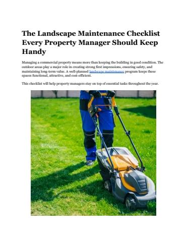 The Landscape Maintenance Checklist Every Property Manager Should Keep ...
