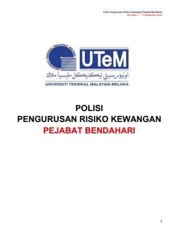 Polisi Pengurusan Risiko Kewangan Pejabat Bendahari-versi 2023 - As Linda Flip PDF | AnyFlip