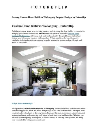 Luxury Custom Home Builders Wollongong Bespoke Designs by Futureflip