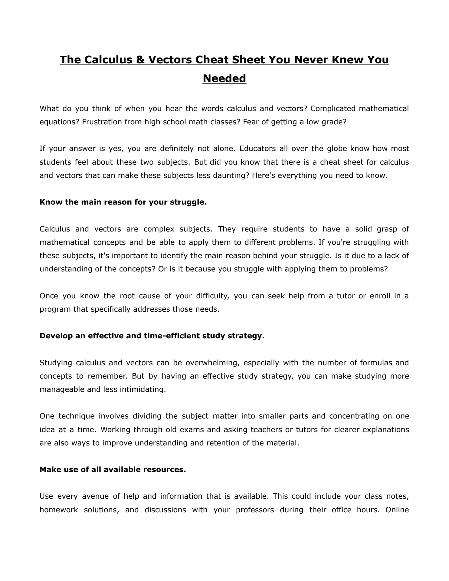 Marvelous Calculus Vectors Cheat Sheet Photographs A Gentle