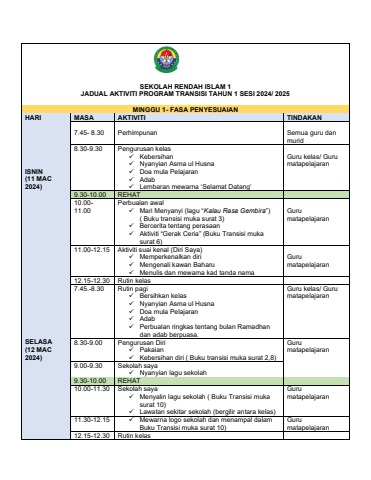 PROGRAM TRANSISI TAHUN 1 2024/2025 - hafisah78 Flip PDF | AnyFlip