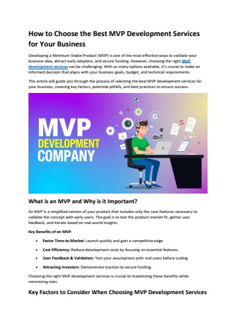 How to Choose the Best MVP Development Services for Your Business