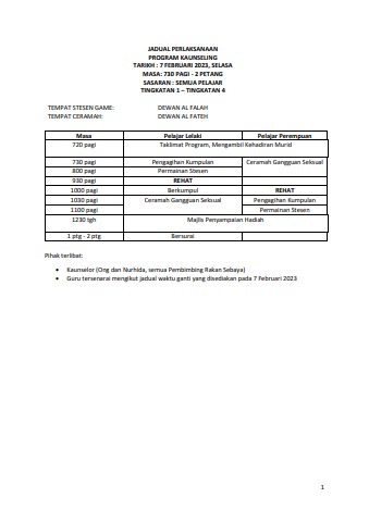 Program Kaunseling 07 Feb 2023