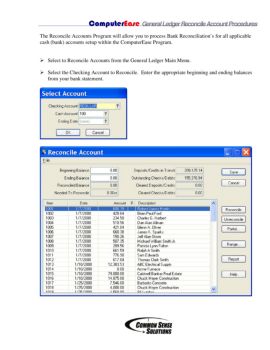 Computer Ease General Ledger Reconcile Account Procedures - Guset User ...