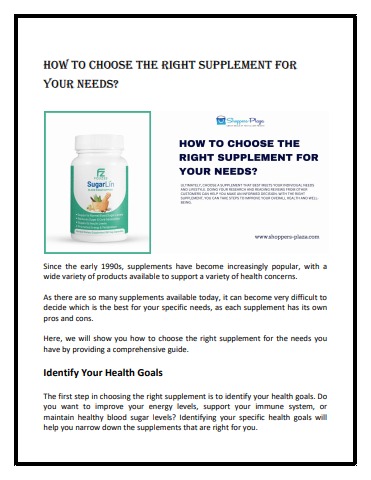 How to Choose the Right Supplement for Your Needs? - Shoppers-Plaza ...