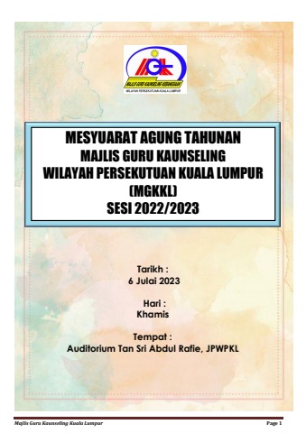 BUKU MESYUARAT AGUNG MGKKL 2023 - NADIATUL FARHANA BINTI MAT SIHAP KPM-Guru Flip PDF | AnyFlip